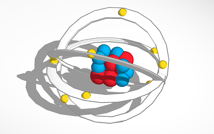 3D design #tinkercad10 atom red proton blue neutron yellow electron non ...