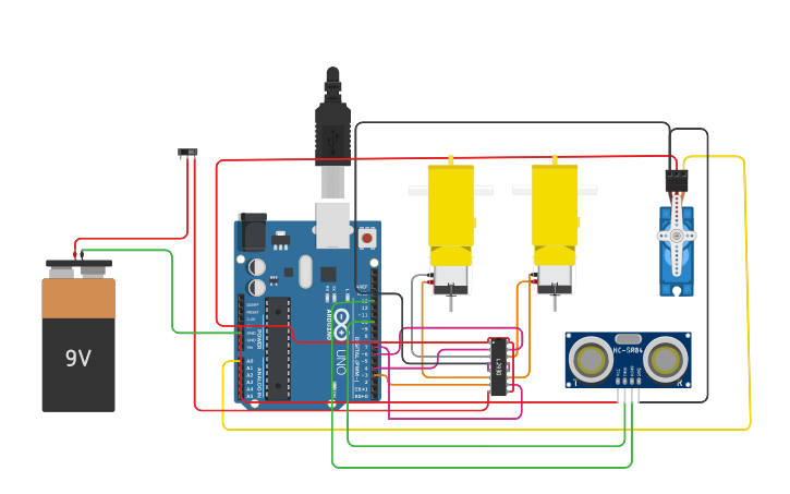 Circuit Design Follower Bot Tinkercad