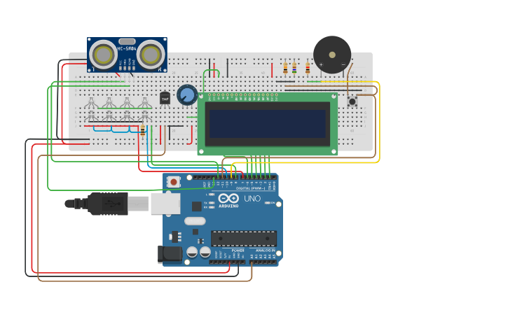 Circuit design CAR Parking Sensor - Tinkercad