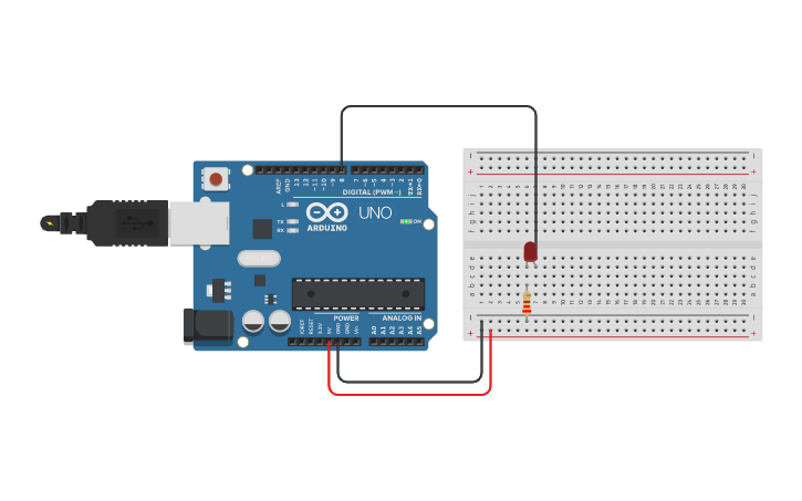 Circuit design encendido de un led - Tinkercad Circuit design encendido de un led - Tinkercad