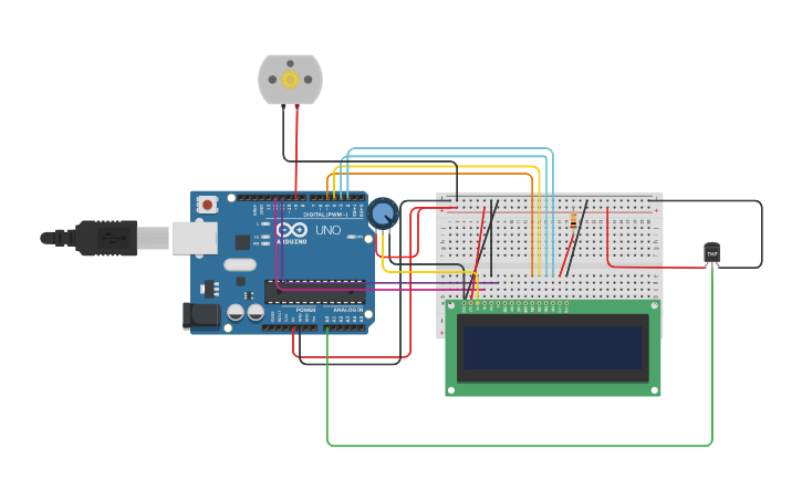 Circuit design Temp fan controller - Tinkercad