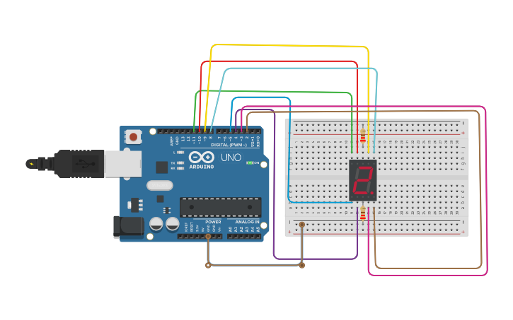 Circuit design Seven-Segment Display - Tinkercad