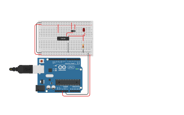 Circuit design Porta logica not | Tinkercad