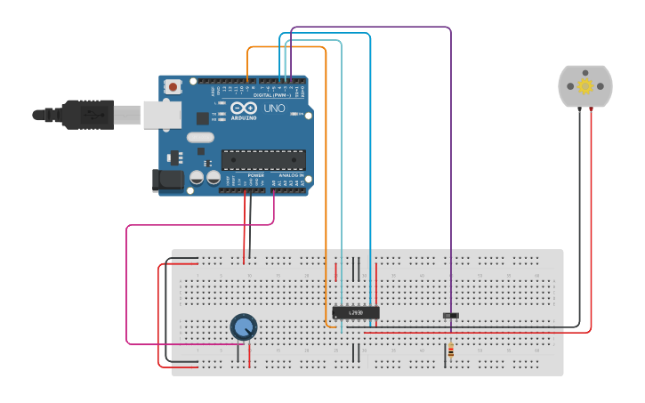 Circuit design L293D | Tinkercad