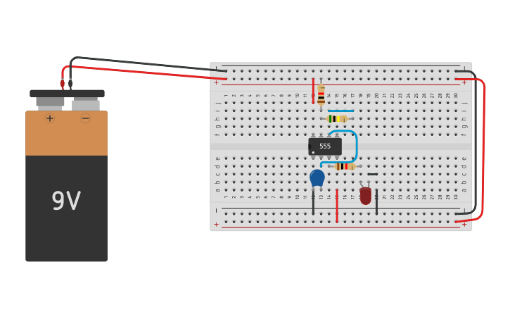 Circuit design LED flasher ckt using .555 timer - Tinkercad