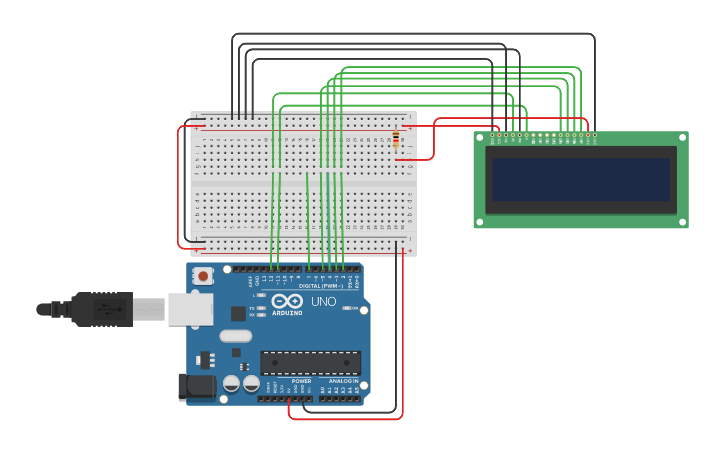 Circuit design LCD DISPLAY - Tinkercad