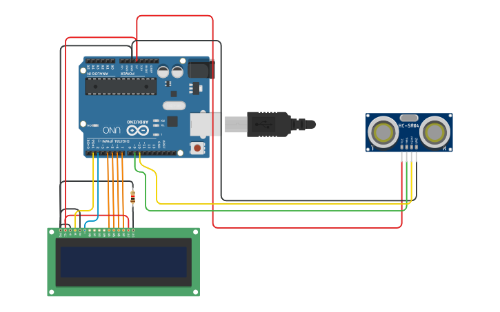 Circuit design Ultrasonic sensor | Tinkercad