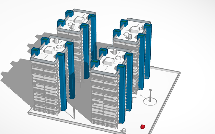 3D design Housing Complex, Building - Tinkercad