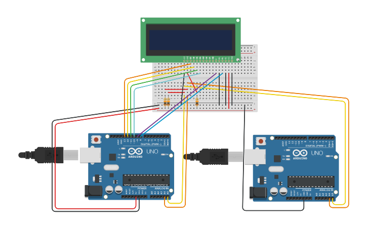 Circuit design Serial Communication and LCD - Tinkercad