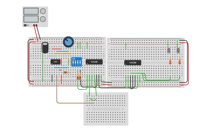 Circuit design flip-flop RS | Tinkercad