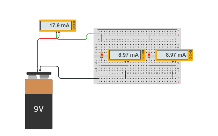 Circuit design TP2 - Divisor de corrente_NX | Tinkercad