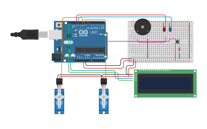 Circuit Design Pintu Kandang Dinosaurus Tinkercad