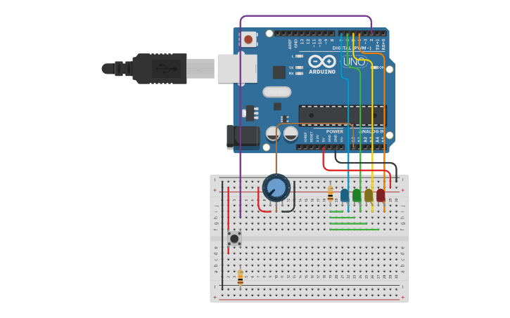 Circuit design Potenciometro_Leds - Tinkercad