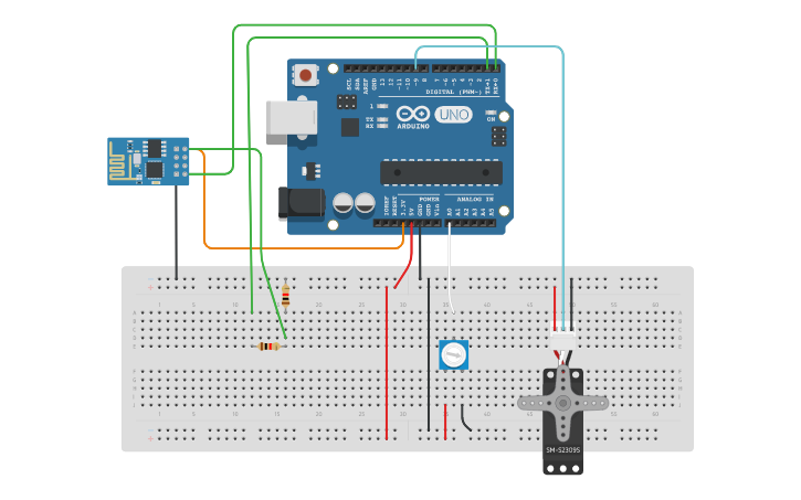 Circuit design ESP8266 serveur TOM - Tinkercad