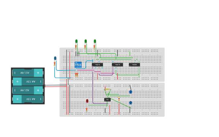 Circuit design synchronous 3 bit up counter | Tinkercad Circuit design synchronous 3 bit up counter | Tinkercad