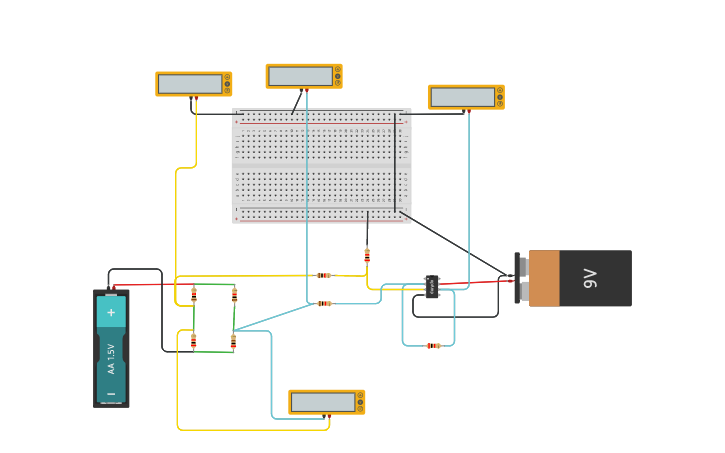 Circuit design Wheatstone Bridge with Diff. Amp. - Tinkercad