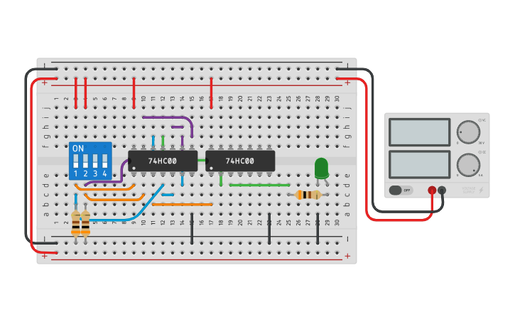 Circuit design XNOR Gate Operation using NAND Gate - Tinkercad