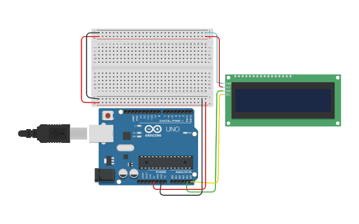 Circuit design LCD 16 * 2 rp - Tinkercad