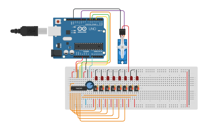 Circuit design Pot LED bar ecg neurone | Tinkercad