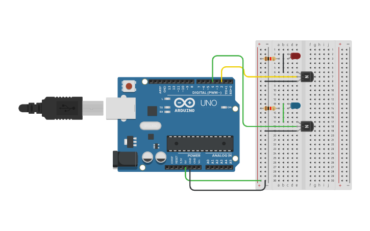 Circuit design Led police light - Tinkercad