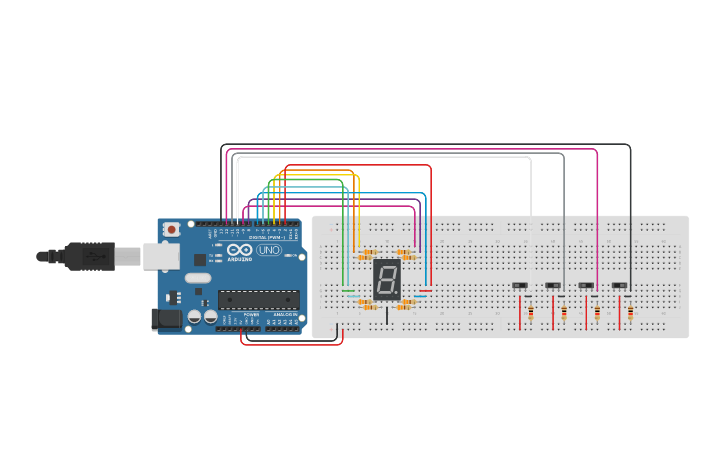 Circuit design Sette Segmenti con Arduino, Lorusso Michele | Tinkercad