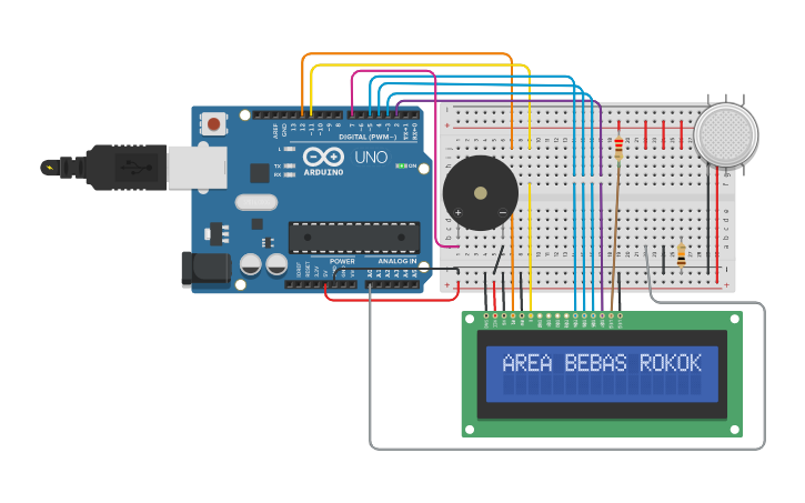 Circuit design PENDETEKSI ASAP DENGAN SENSOR MQ-2, BUZZER, DAN LCD ...