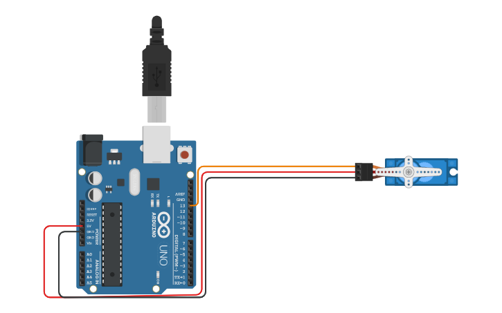 Circuit Design Servo Motor Rotation Tinkercad