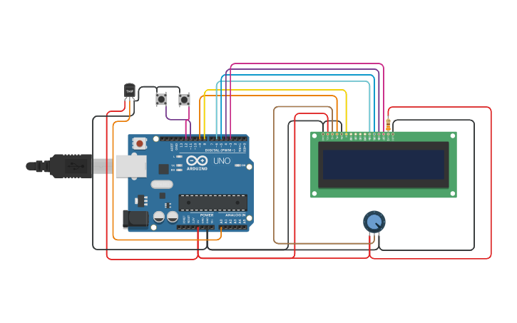 Circuit design Temperature Sensor with LCD - Tinkercad