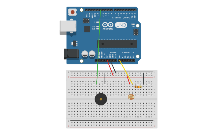 Circuit design FCS - Adafruit Light Theremin - Tinkercad