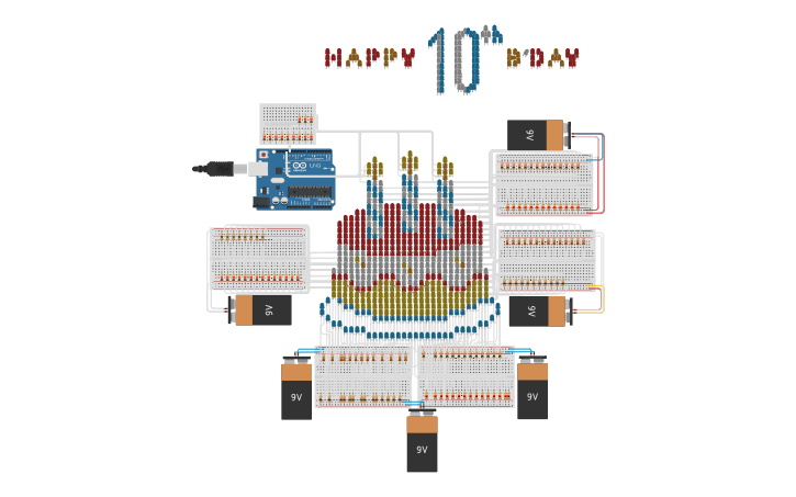 Circuit design Happy Birthday TinkerCad! - Tinkercad
