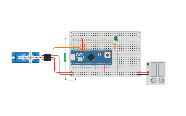 Circuit design SG90 Servo with Reed switch - Tinkercad