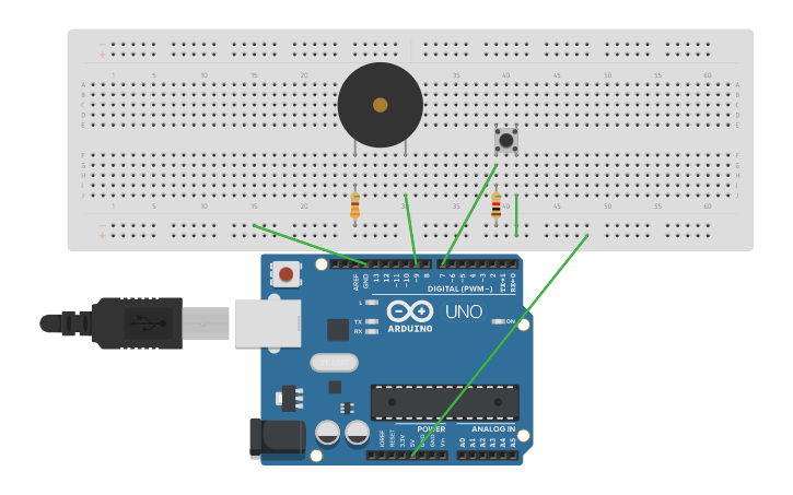 Circuit design Controlling a Piezo Buzzer with a push button switch ...