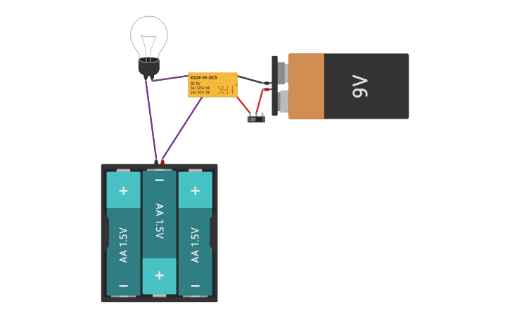 Circuit design Relé con una bombilla - Tinkercad
