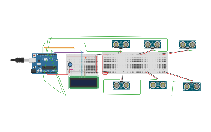 Circuit design EXP-2 CAR PARKING SYSTEM - Tinkercad