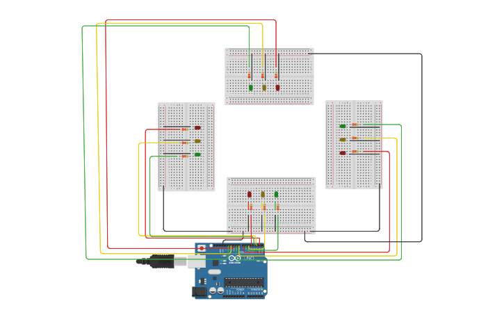 Circuit design Lampu Merah (Perempatan) - Tinkercad Circuit design Lampu Merah (Perempatan) - Tinkercad