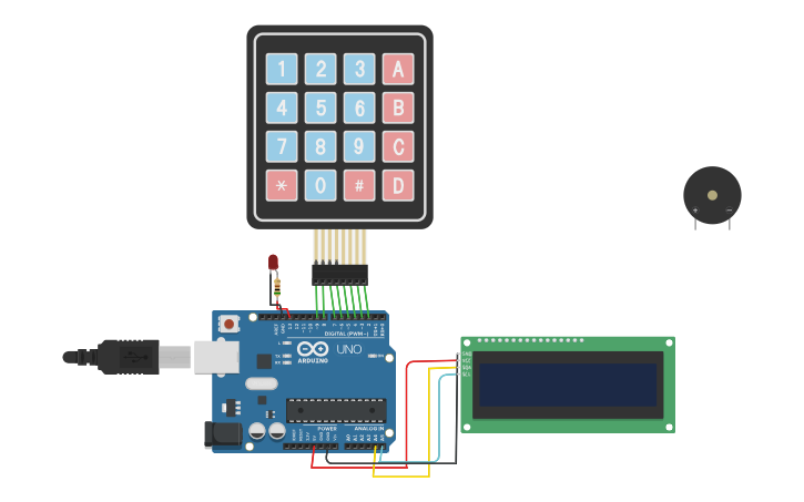 Circuit design LCD with Keypad - Tinkercad