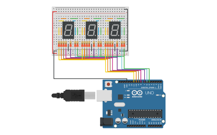 Circuit design Display_7Seg_Ej01 - Tinkercad