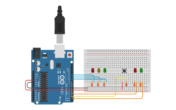 Circuit design Semaforo - Tinkercad