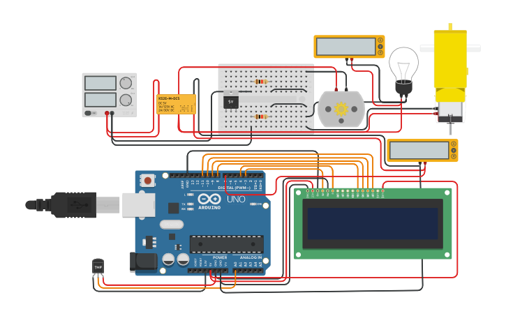 Circuit design Cooling System with Relay - Tinkercad