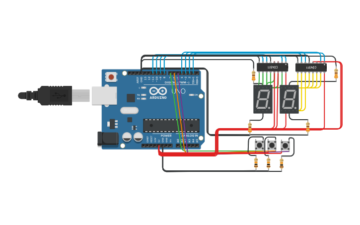 Circuit design Counter 2 Digit - Tinkercad