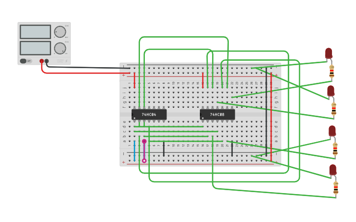 Circuit design 2 TO 4 DECODER - Tinkercad