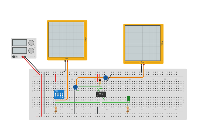 Circuit design monostable multivibrator - Tinkercad