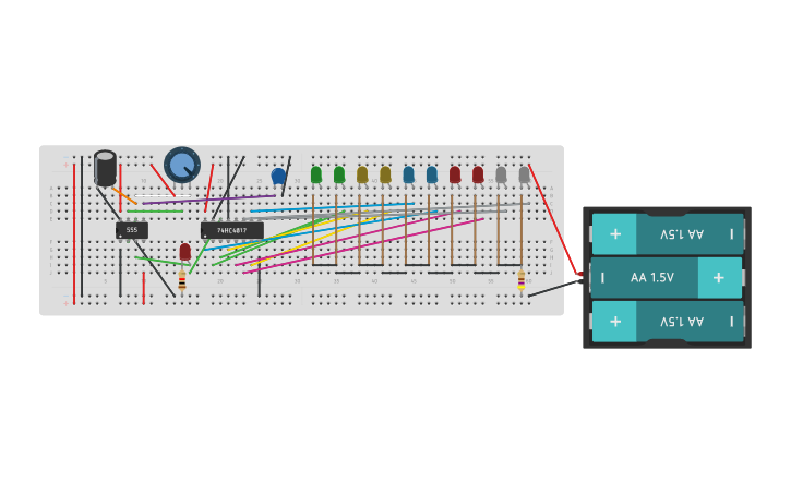Circuit Design Led Chaser Tinkercad