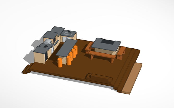 3D design Deck with outdoor kitchen - Tinkercad
