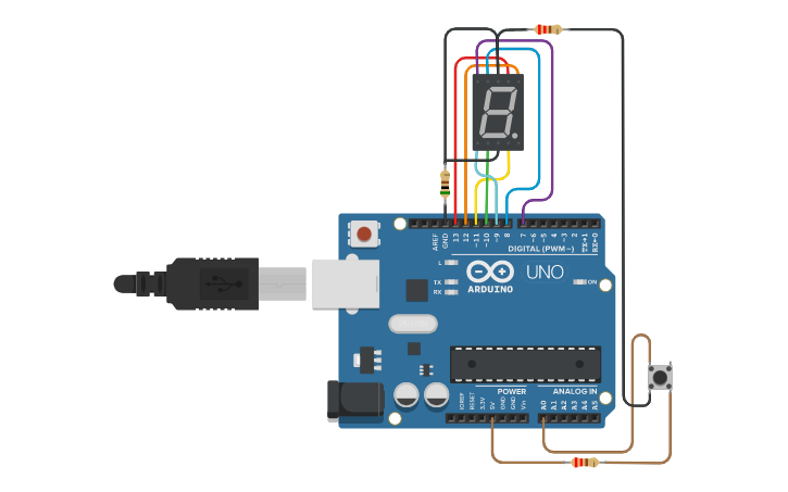 Circuit design LED Display - Tinkercad