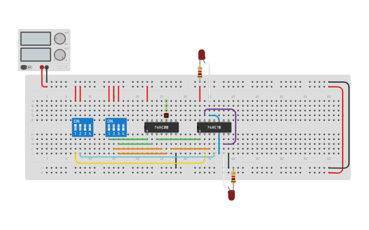 Circuit design SR flip flop - Tinkercad