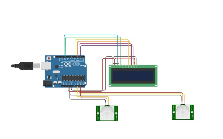 Circuit Design Bidirectional Visitor Counter Tinkercad