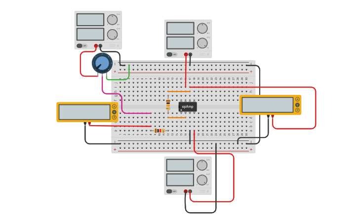 Circuit design Inverting amplifier | Tinkercad