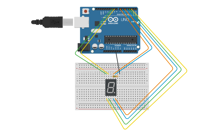 Circuit design Aula 12 - Display de 7 Segmentos | Tinkercad