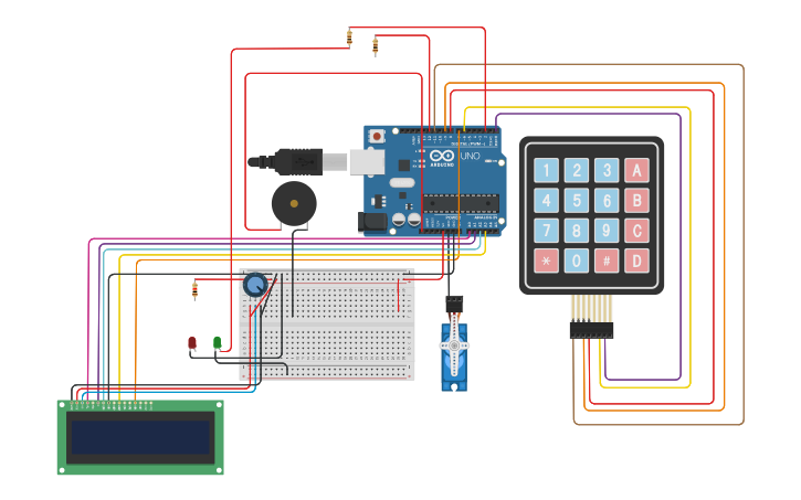 Circuit design Task - Arduino Passcode Door Unlock - Tinkercad